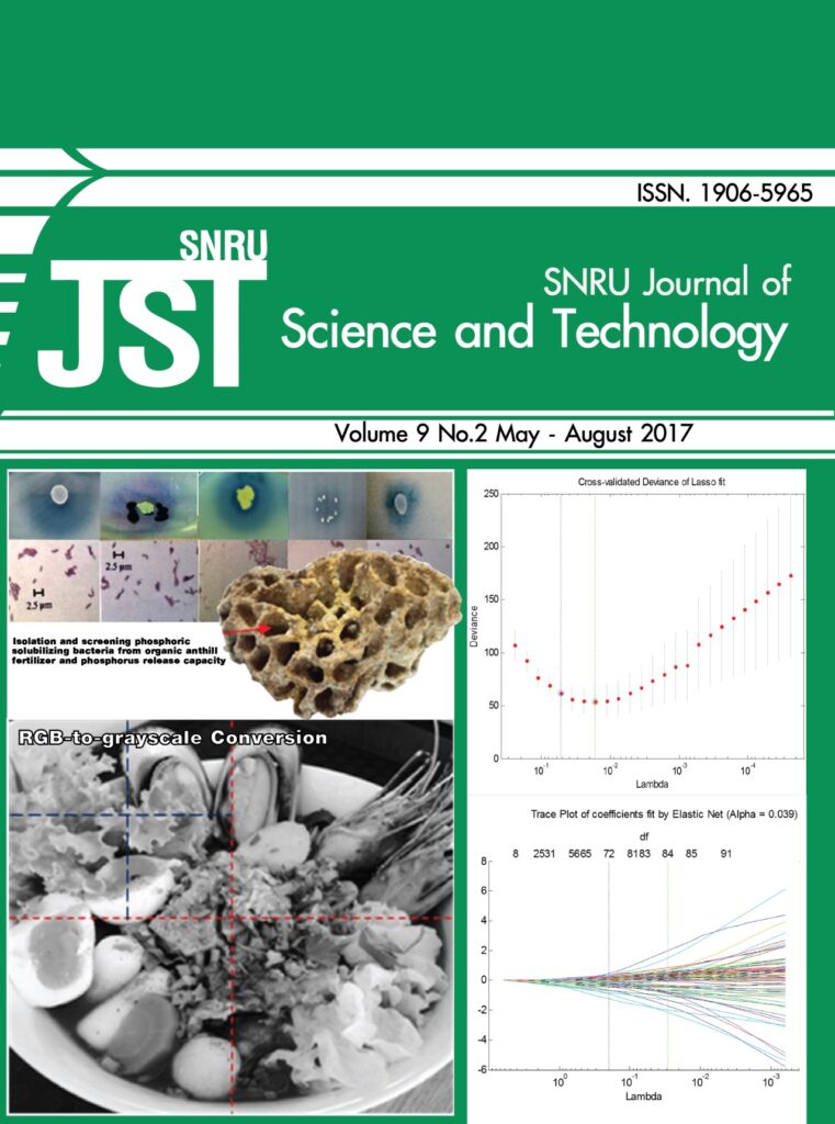 SNRU Journal of Science and Technology (SNRU JST) (May – August 2017 ...